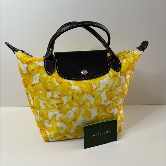 Longchamp | Bags | Longchamp Le Pliage Mini Tote Bag Yellow Floral ...